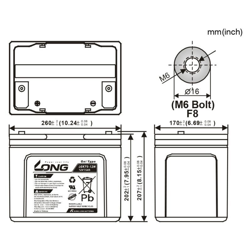 GEL battery LONG 12V 75Ah Long Wheelchair batteries